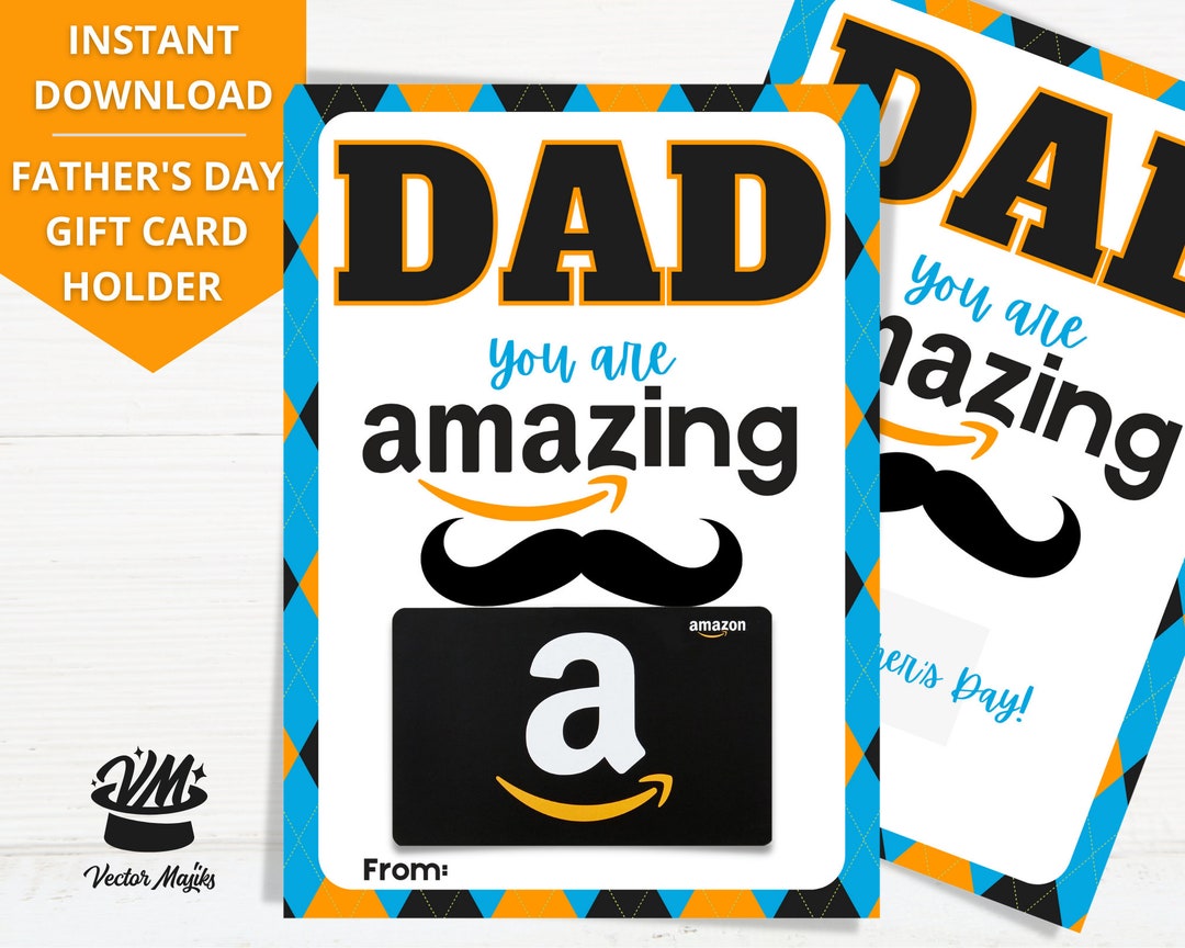 Fathers Day Printable Card - Fathers Day Gift Card Holder - Amazon ...
