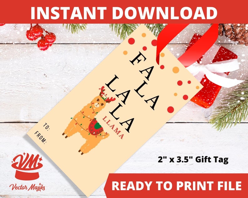 Printable Christmas Gift Tags Cute Llama Christmas Gift Tags - Etsy