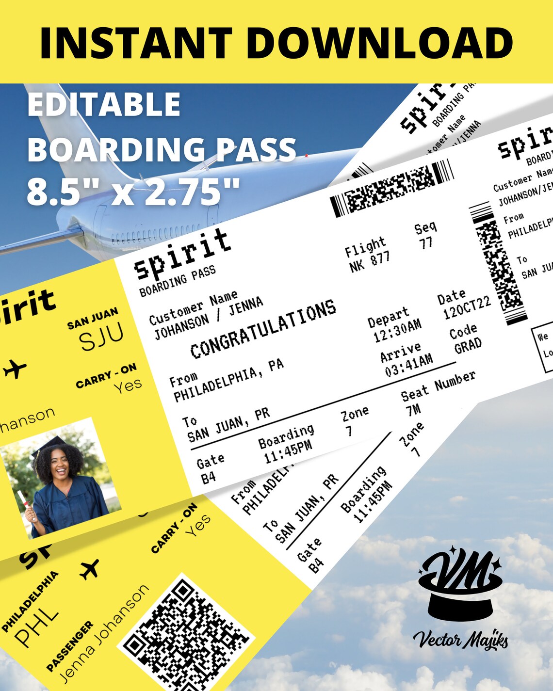 Editable Boarding Pass Ticket Template, Surprise Airline Gift, Fake ...