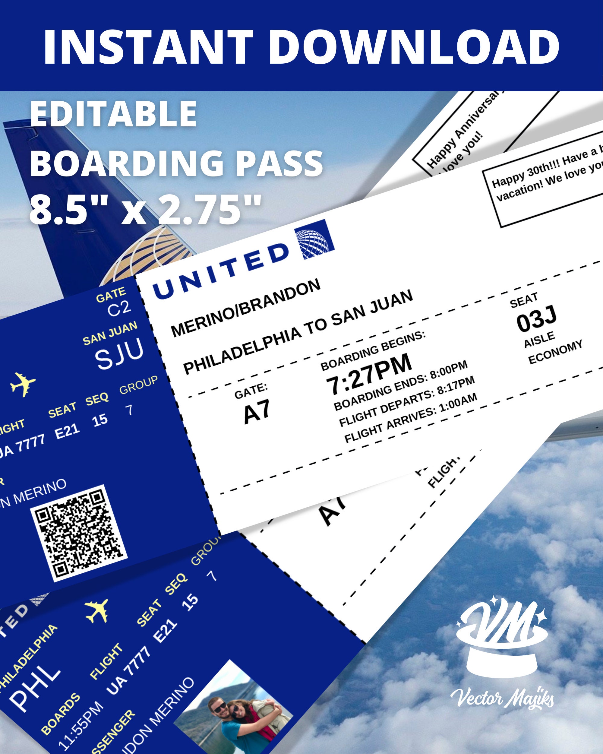 Editable Boarding Pass Ticket Template Surprise Airline Gift - Etsy