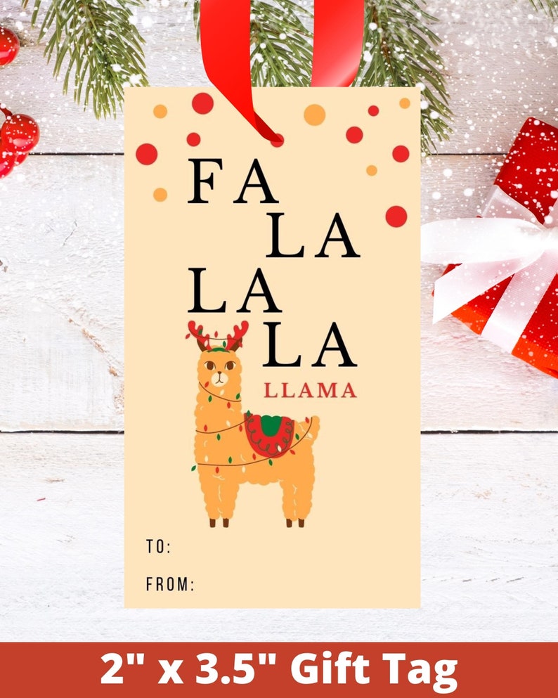 Printable Christmas Gift Tags Cute Llama Christmas Gift Tags - Etsy