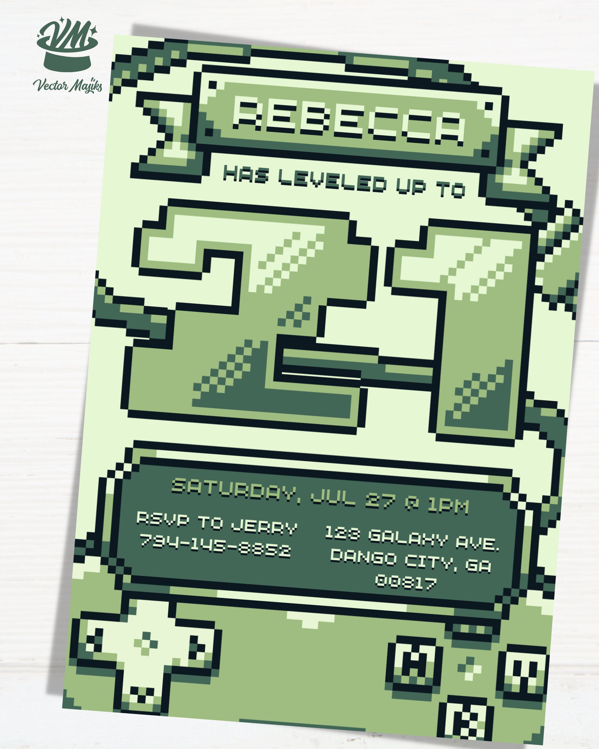 Gameboy Birthday Invitation, Retro Video Game Party Invitation, 21st ...