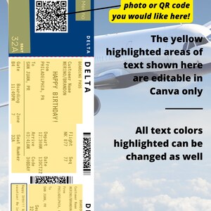 Editable Boarding Pass Ticket Template, Surprise Airline Gift, Fake ...
