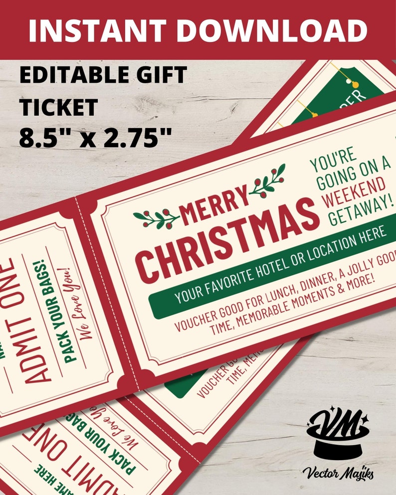 Weekend Getaway Voucher Template Gift Certificate Editable | Etsy