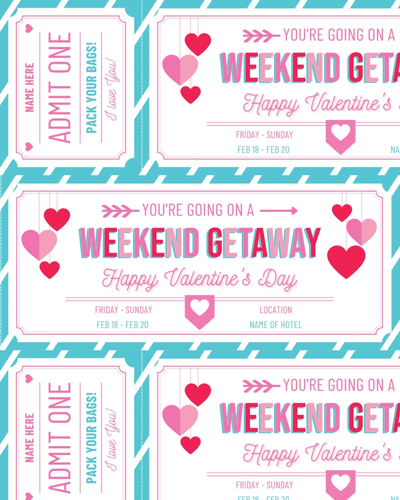 Weekend Getaway Voucher Template Gift Certificate Printable | Etsy