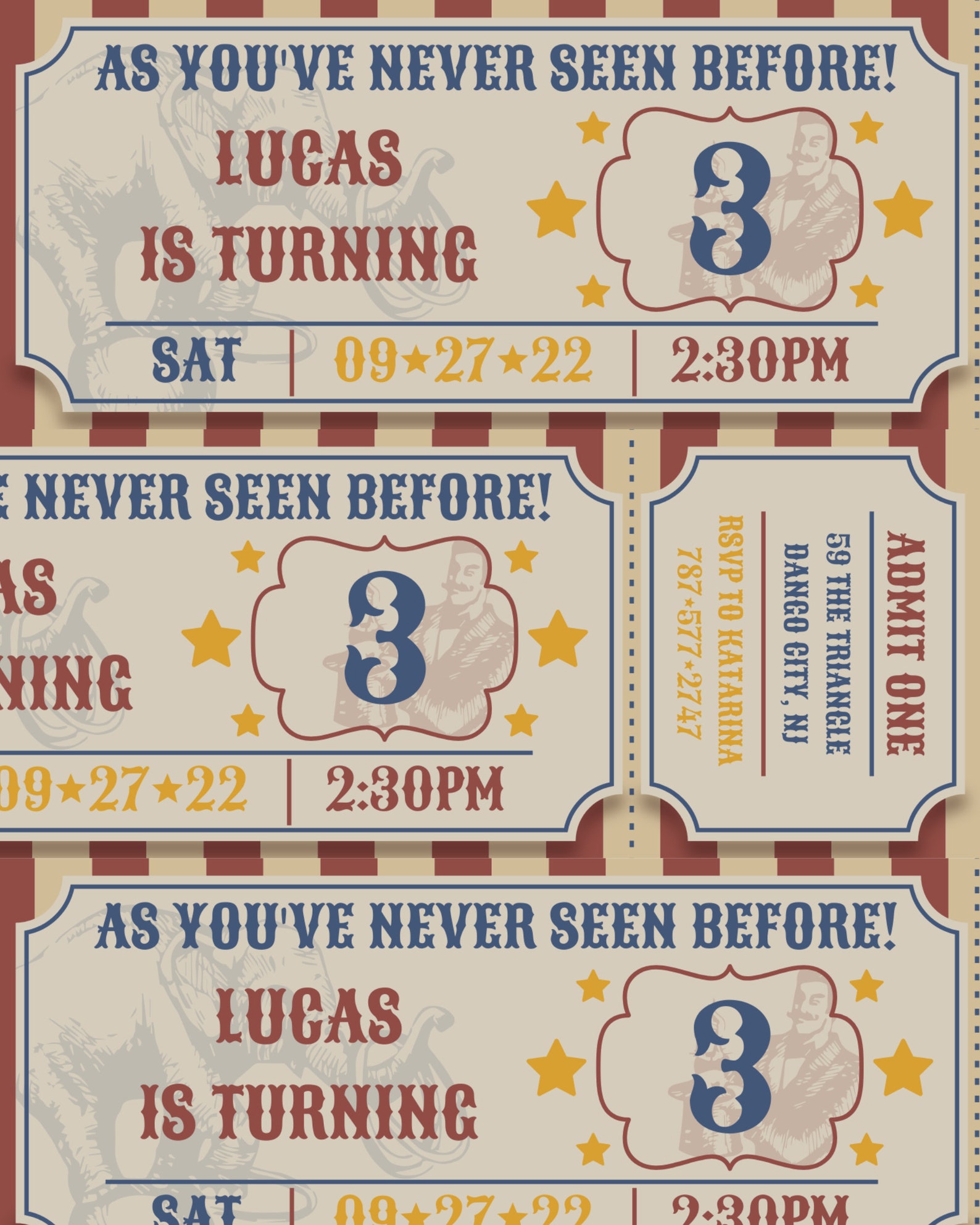 Carnival Birthday Party Ticket Circus Party Circus - Etsy