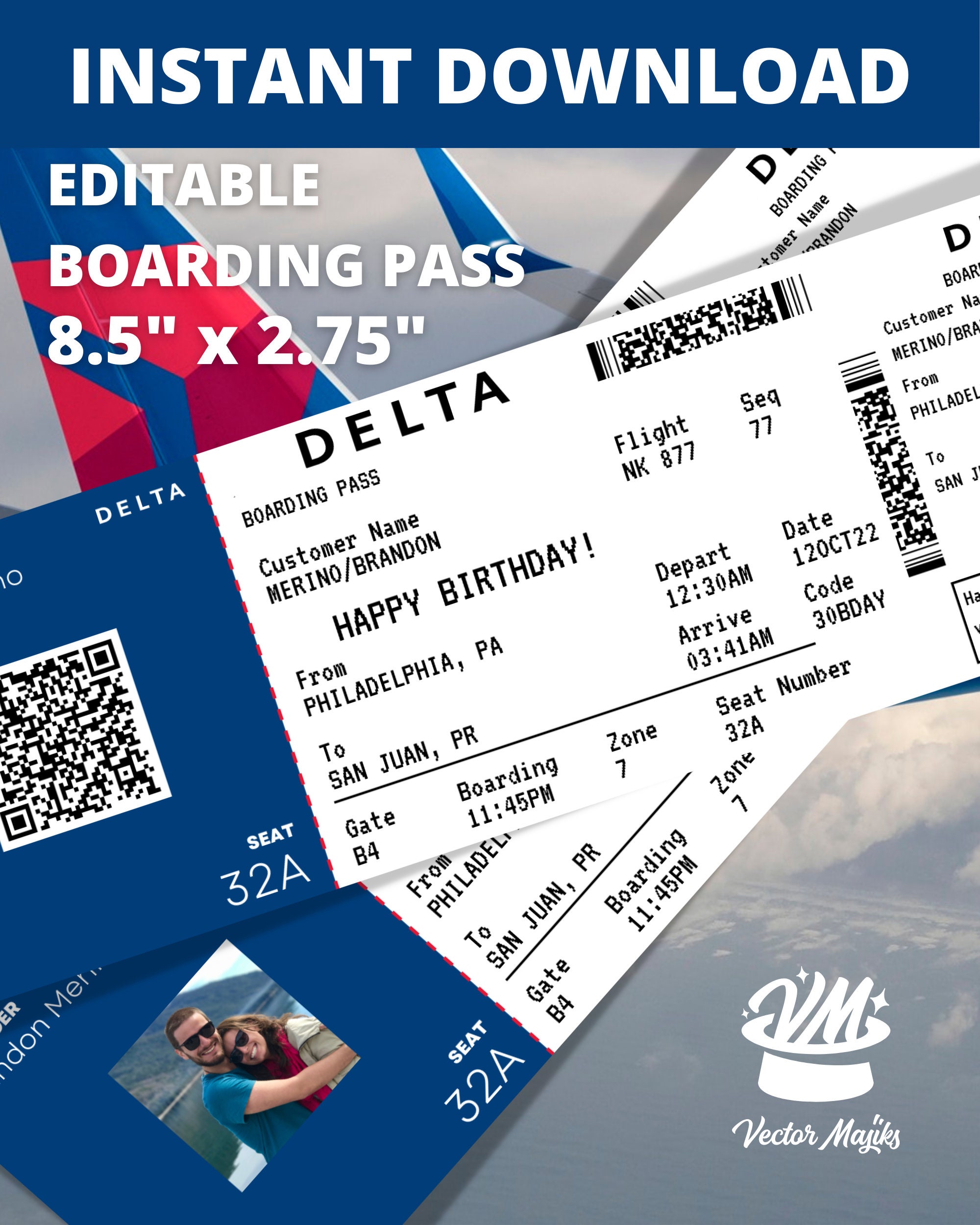 Blank Delta Airline Ticket