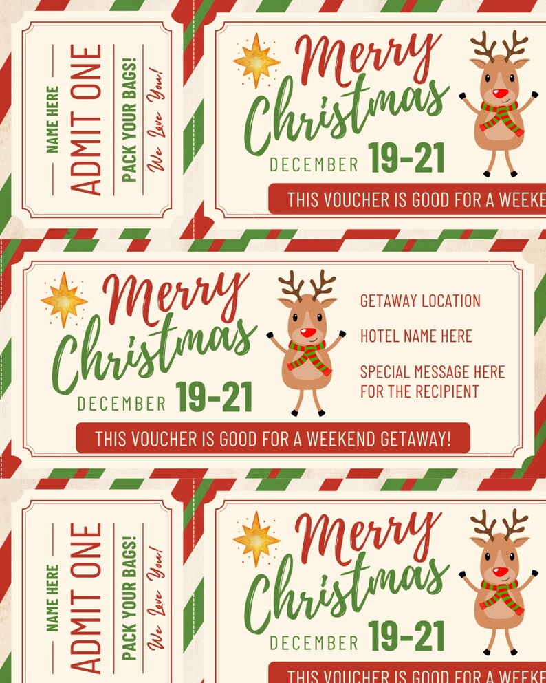 Weekend Getaway Voucher Template Gift Certificate Editable | Etsy