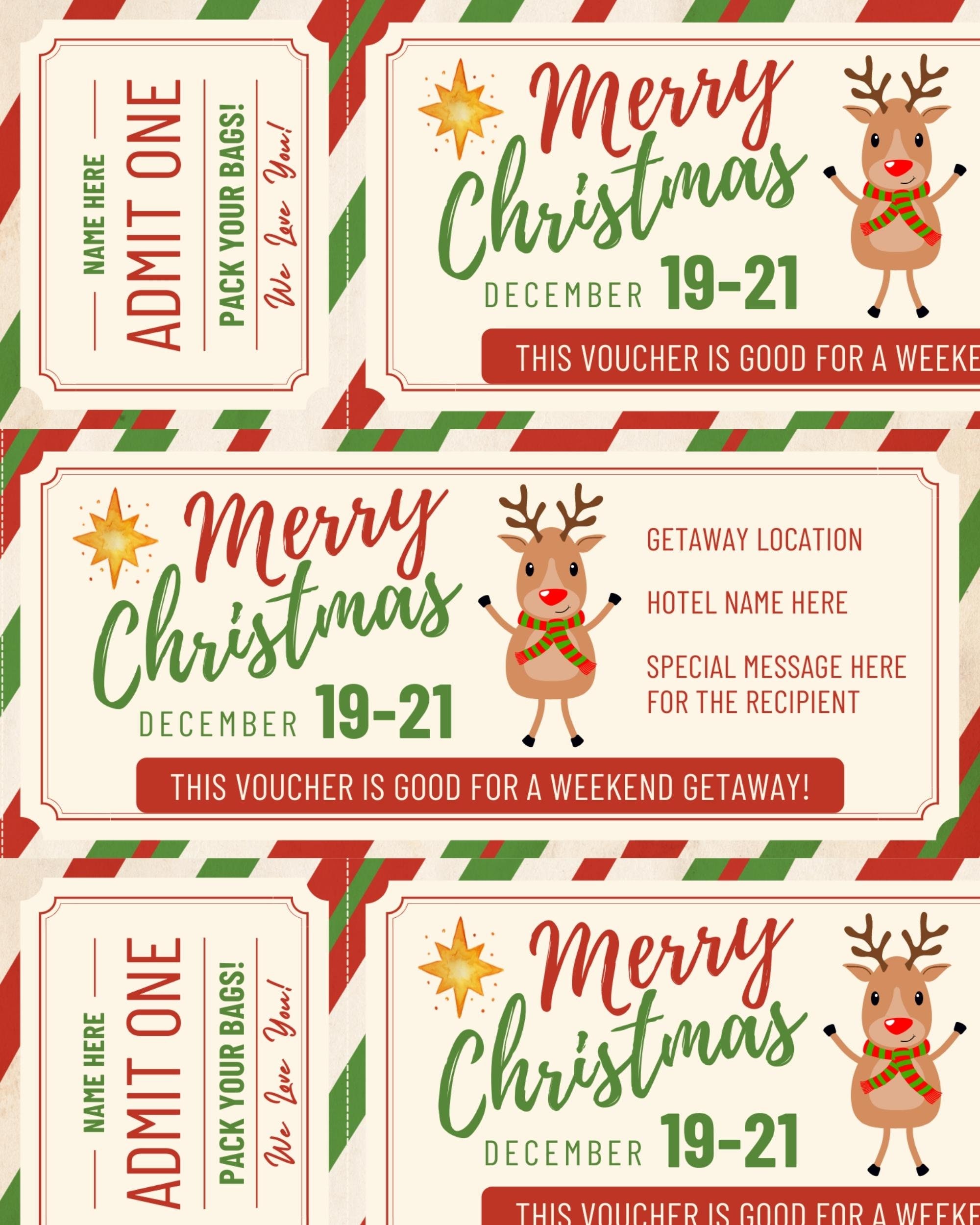 Weekend Getaway Voucher Template Gift Certificate - Editable Gift ...