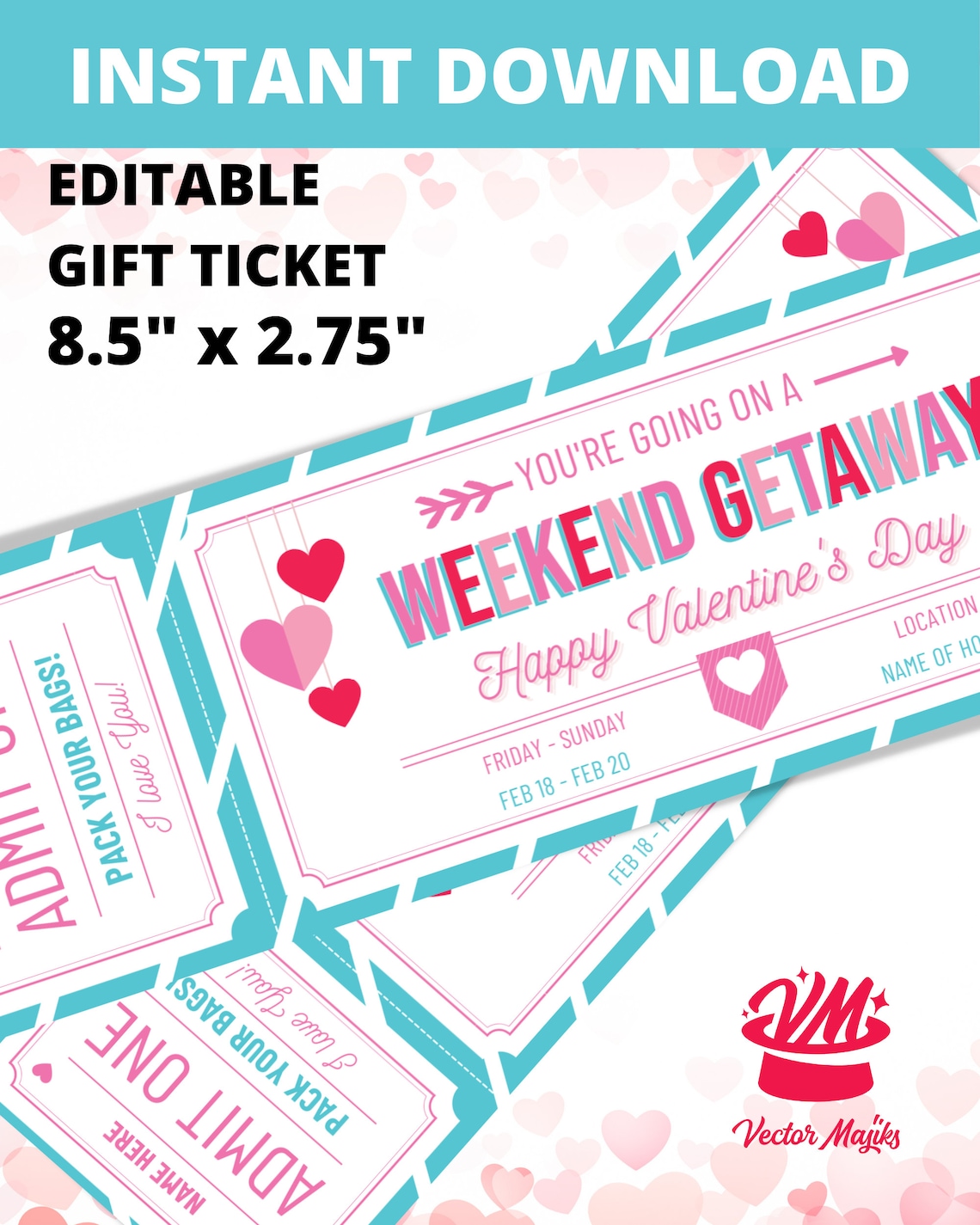 Weekend Getaway Voucher Template Gift Certificate Printable | Etsy