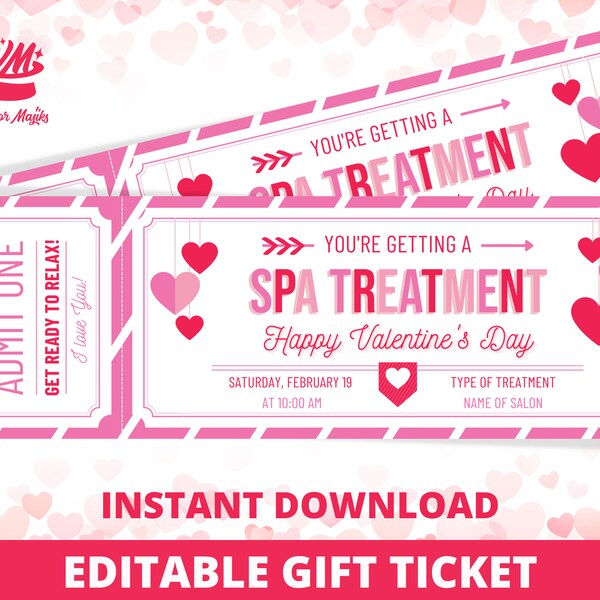 Spa Printable Ticket - Etsy