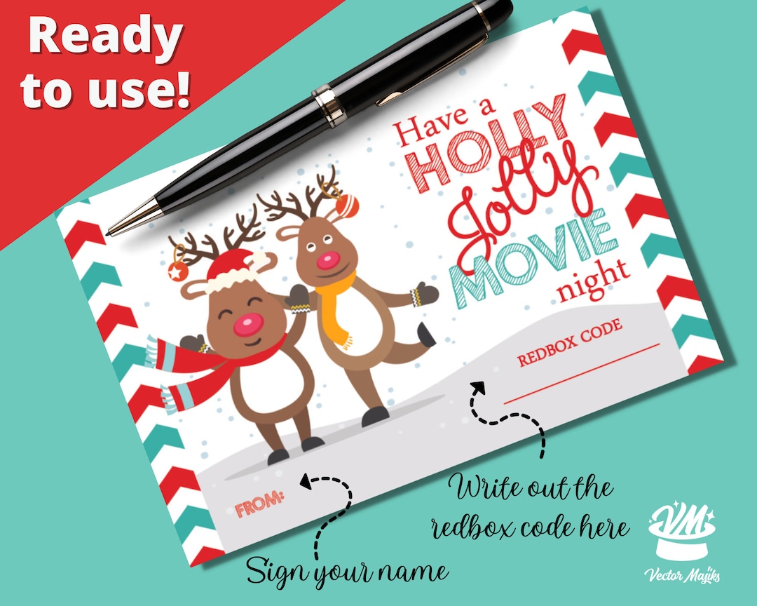 Printable Redbox Certificate, Movie Night Christmas Gift, Holiday Tag ...