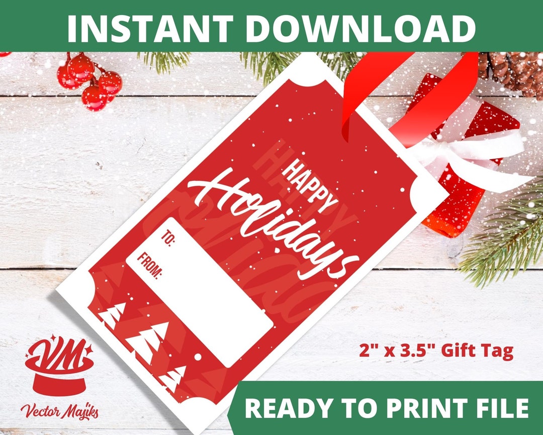 Printable Christmas Gift Tags, Happy Holidays Gift Tags, DIY Christmas ...
