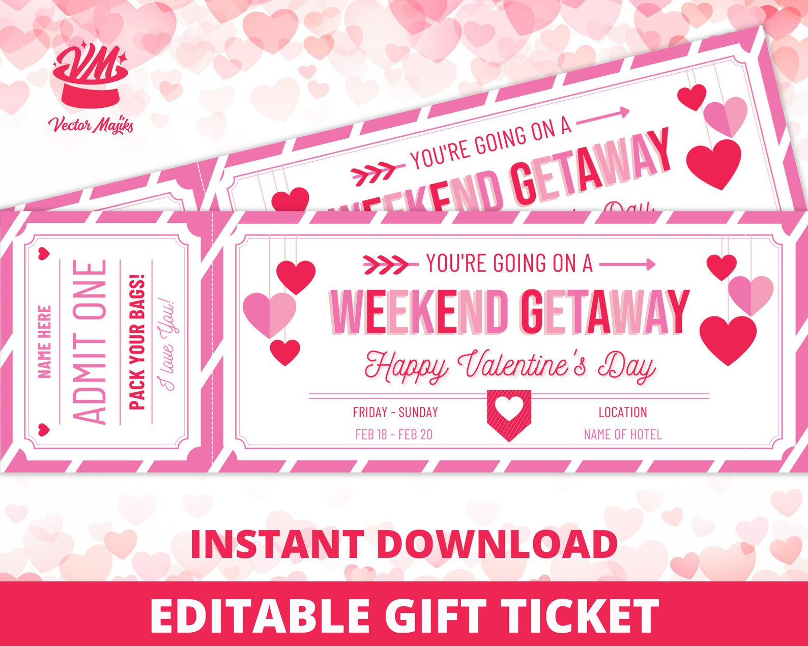 Weekend Getaway Voucher Template Gift Certificate Printable - Etsy