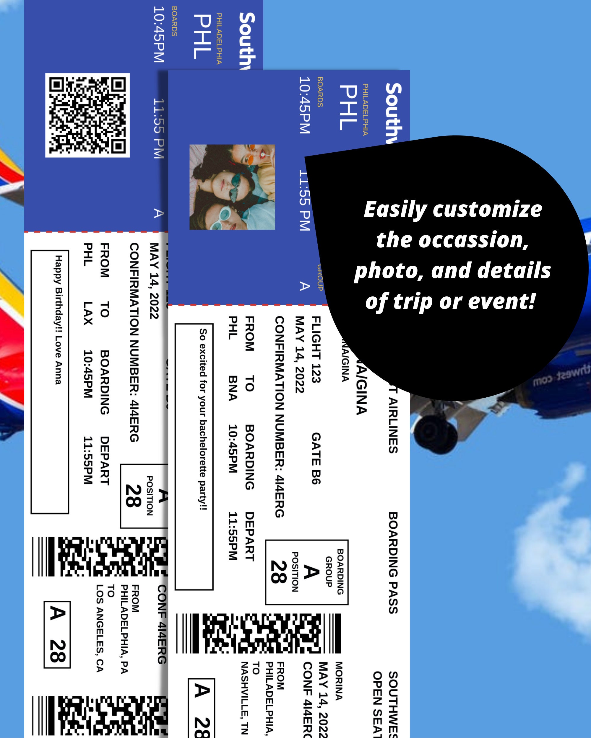 Southwest Plane Ticket Template