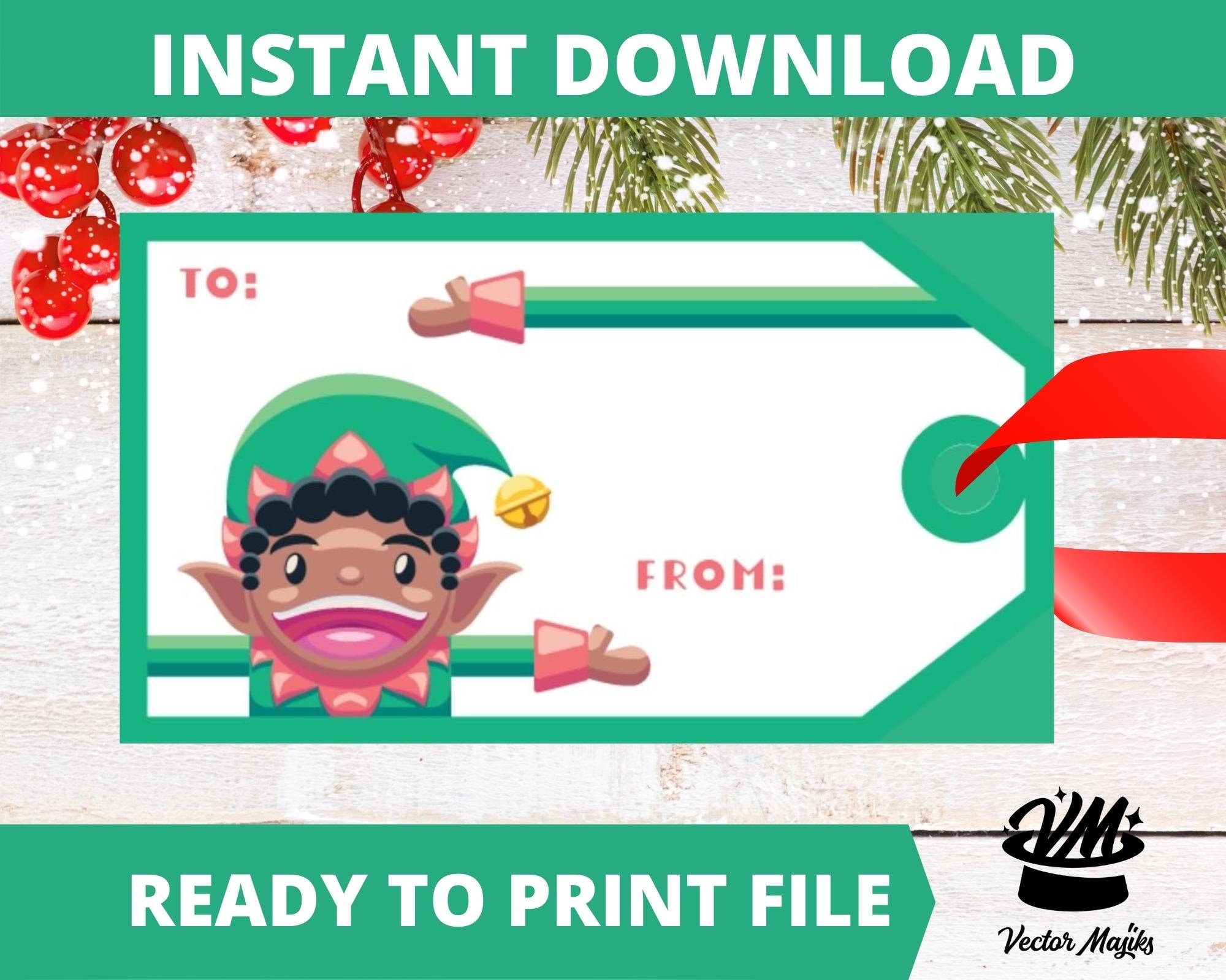 Printable Christmas Gift Tags Cute Elf Christmas Gift Tags | Etsy