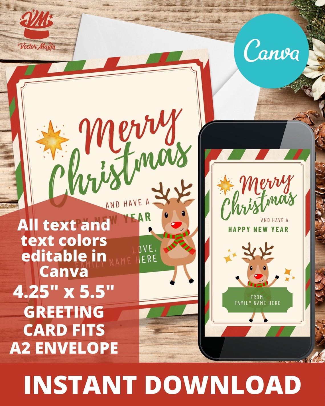 Editable No Photo Christmas Card Matching Electronic Holiday - Etsy