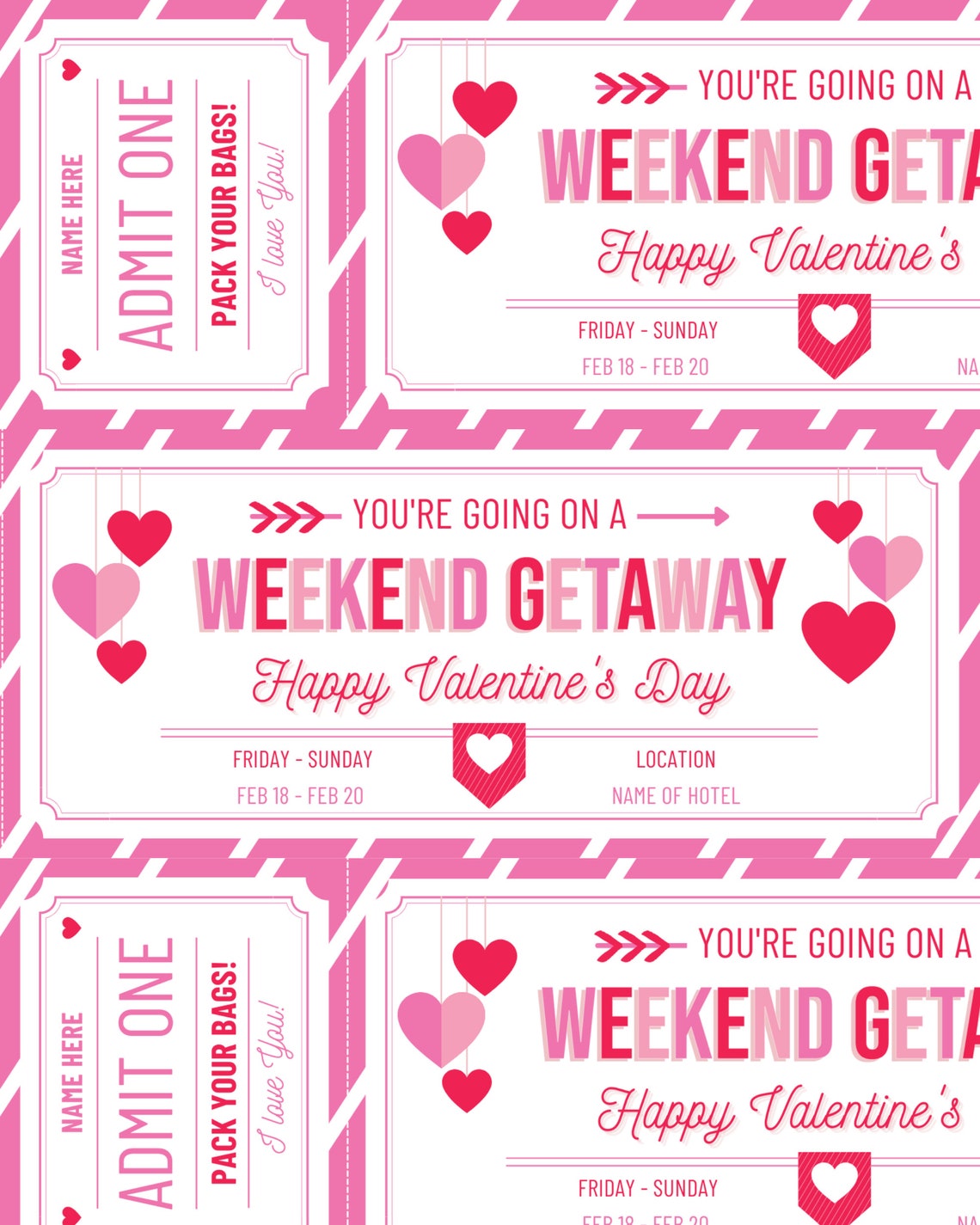Weekend Getaway Voucher Template Gift Certificate Printable - Etsy