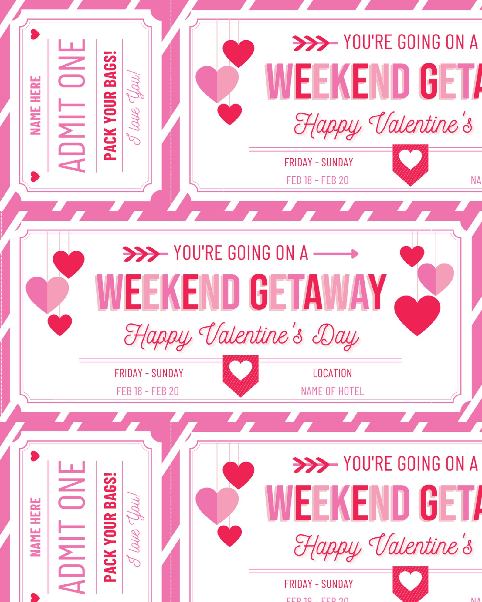 Weekend Getaway Voucher Template Gift Certificate Printable - Etsy