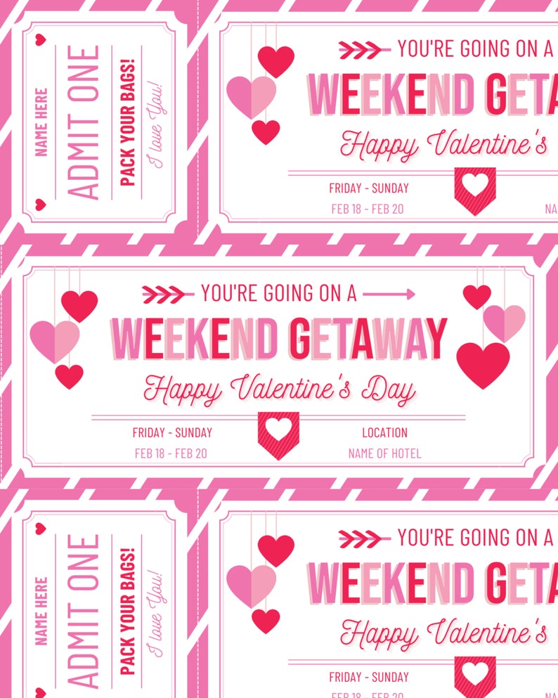 Weekend Getaway Voucher Template Gift Certificate Printable - Etsy