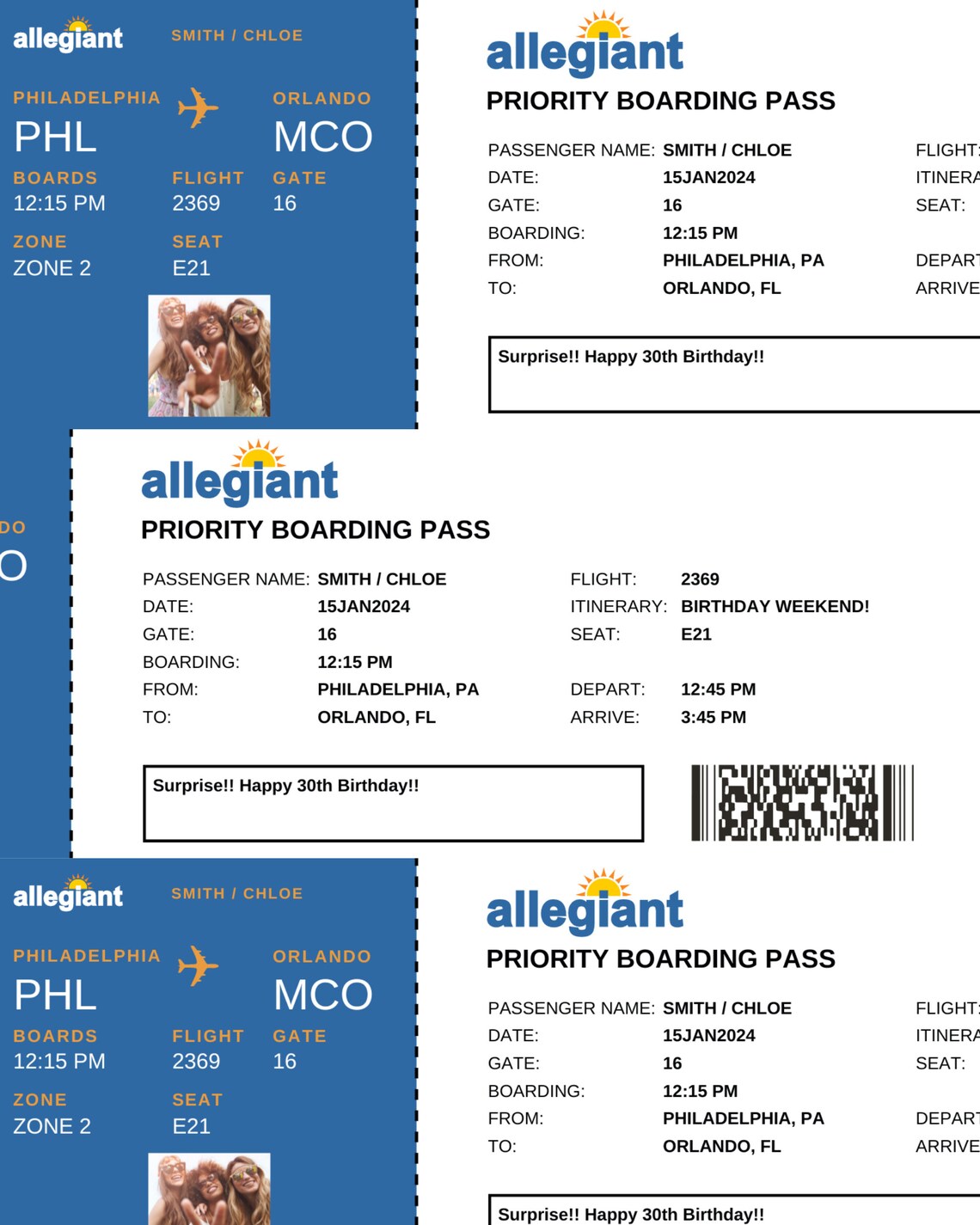 Editable Boarding Pass Ticket Template, Surprise Airline Gift, Fake ...