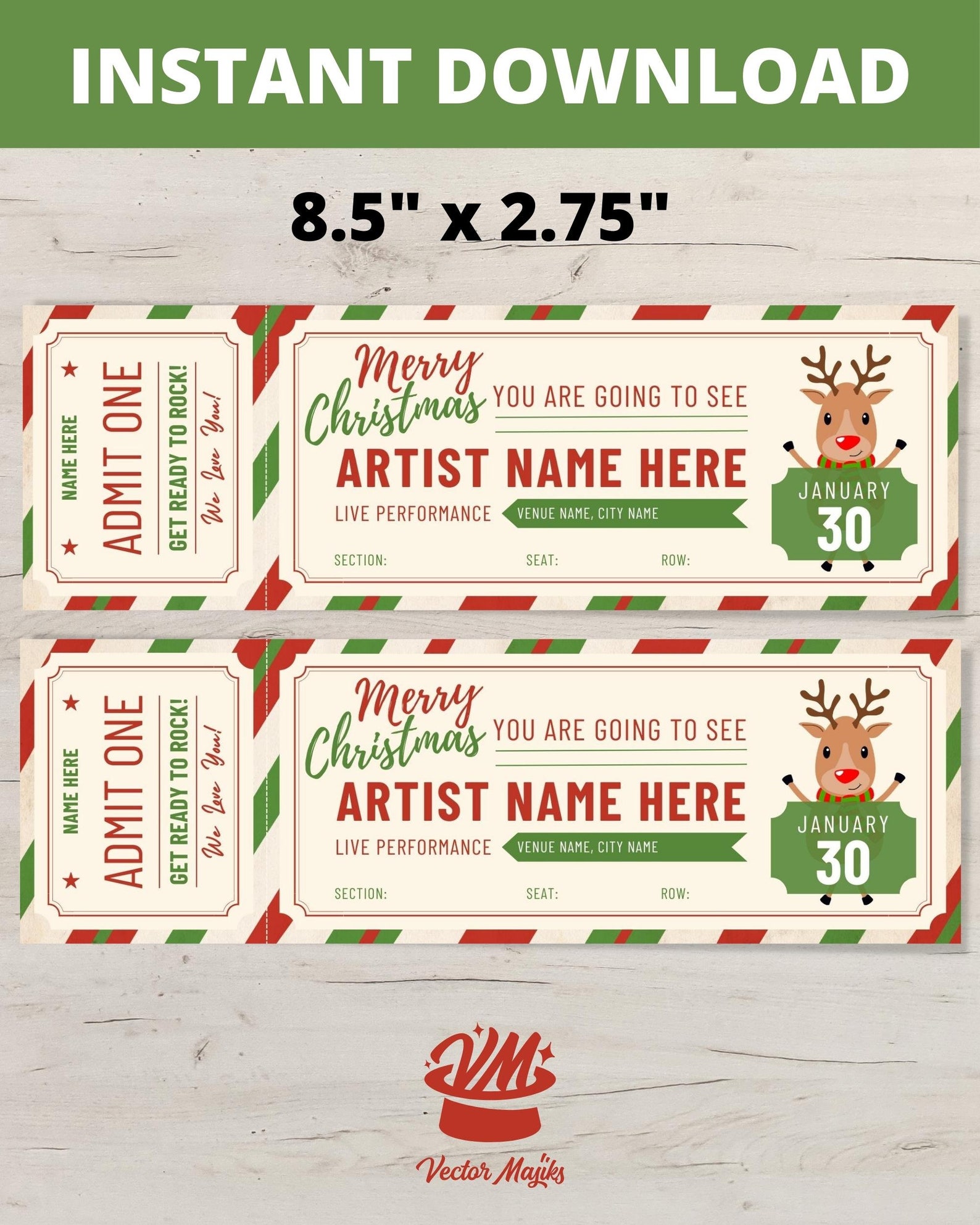 Concert Ticket Template Gift Certificate Editable Gift | Etsy