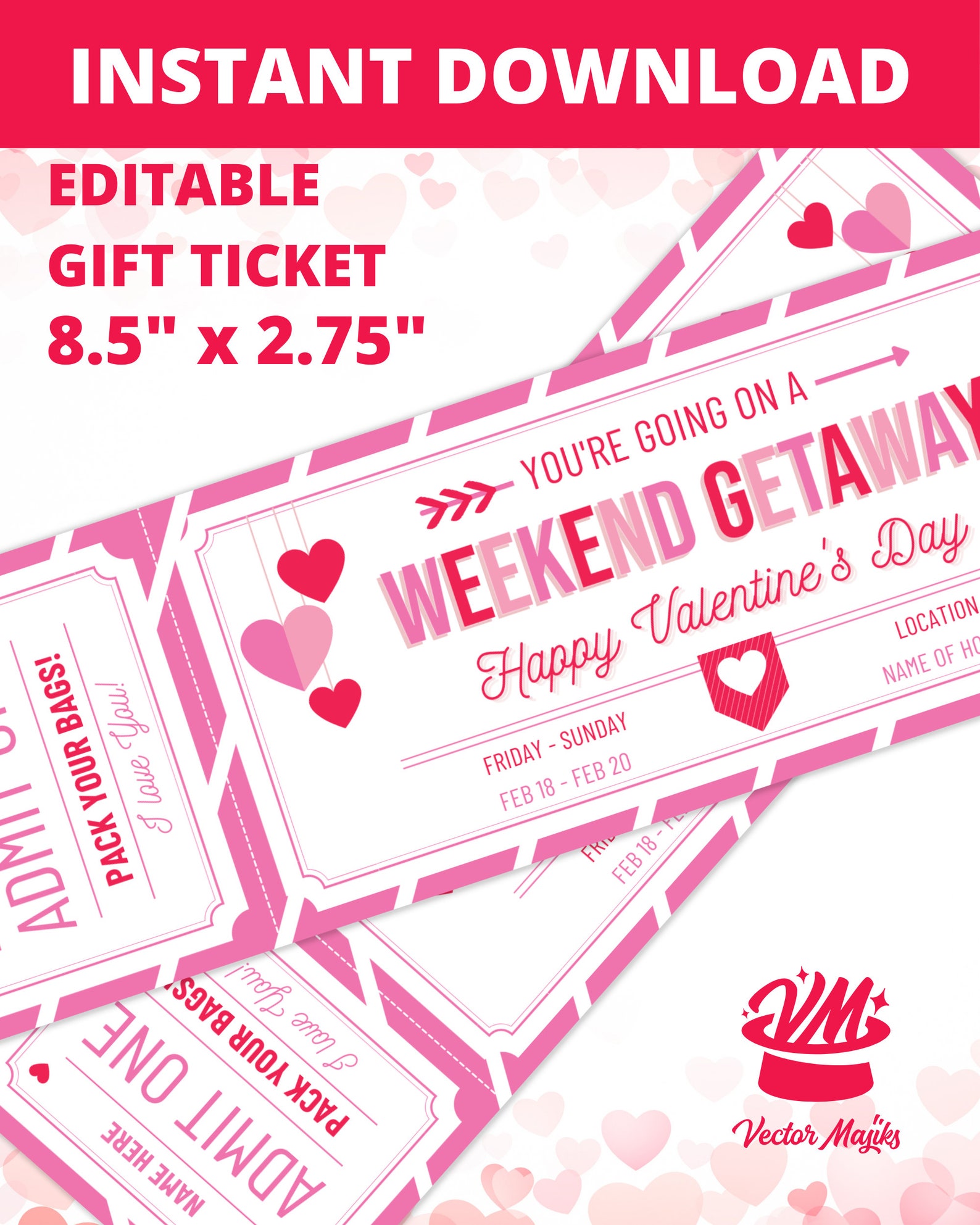 Weekend Getaway Voucher Template Gift Certificate Printable - Etsy