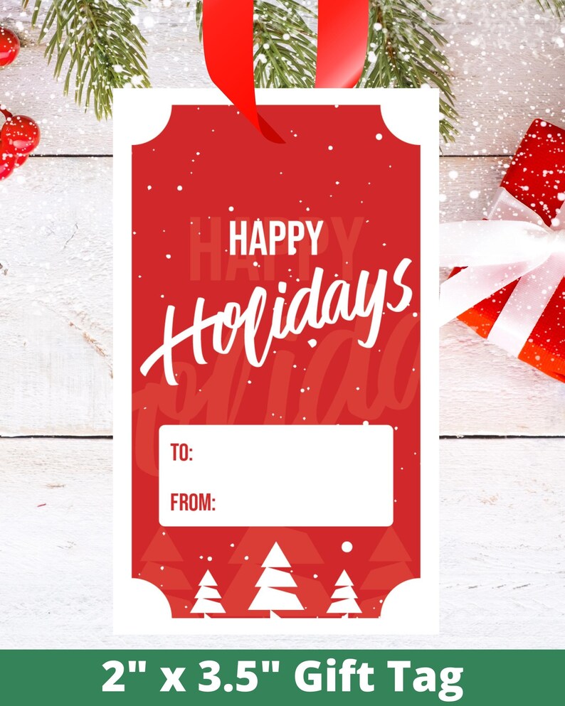 Printable Christmas Gift Tags, Happy Holidays Gift Tags, DIY Christmas ...