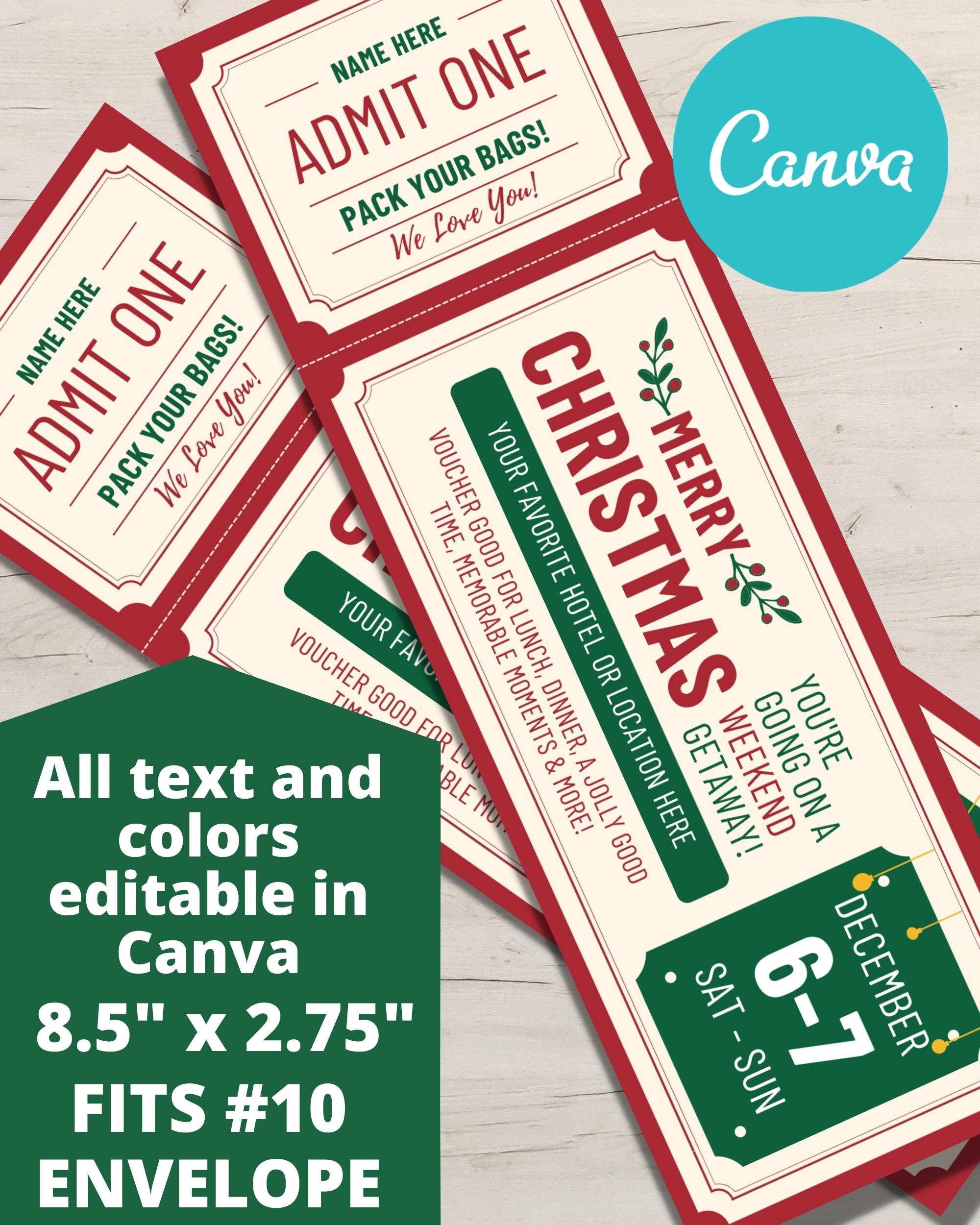Weekend Getaway Voucher Template Gift Certificate Editable | Etsy