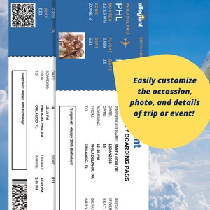 Editable Boarding Pass Ticket Template, Surprise Airline Gift, Fake ...