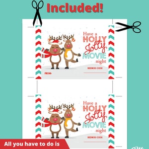 Printable Redbox Certificate, Movie Night Christmas Gift, Holiday Tag ...