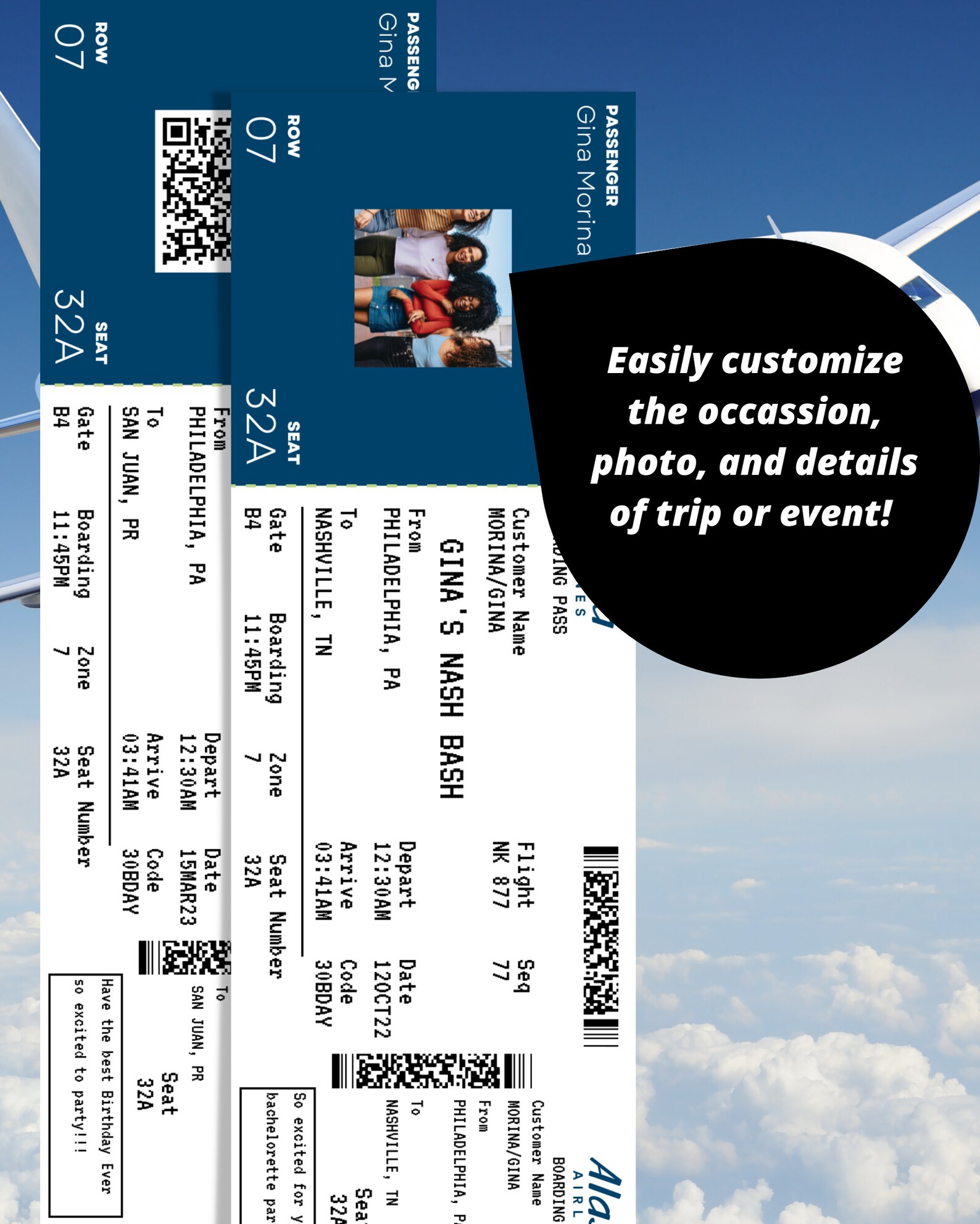 Editable Boarding Pass Ticket Template, Surprise Airline Gift, Fake ...