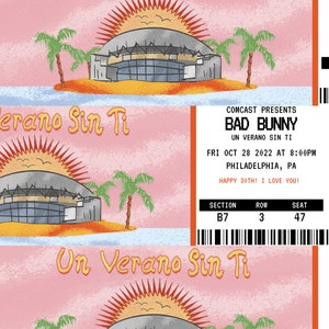Bad Bunny Concert Ticket Template Gift Certificate - Un Verano Sin Ti ...