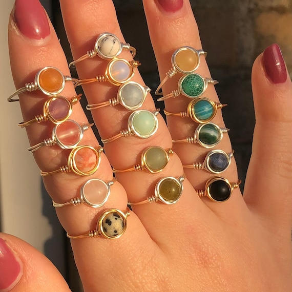 Matte Edelsteen Ring Draadring Wire Rings | Etsy