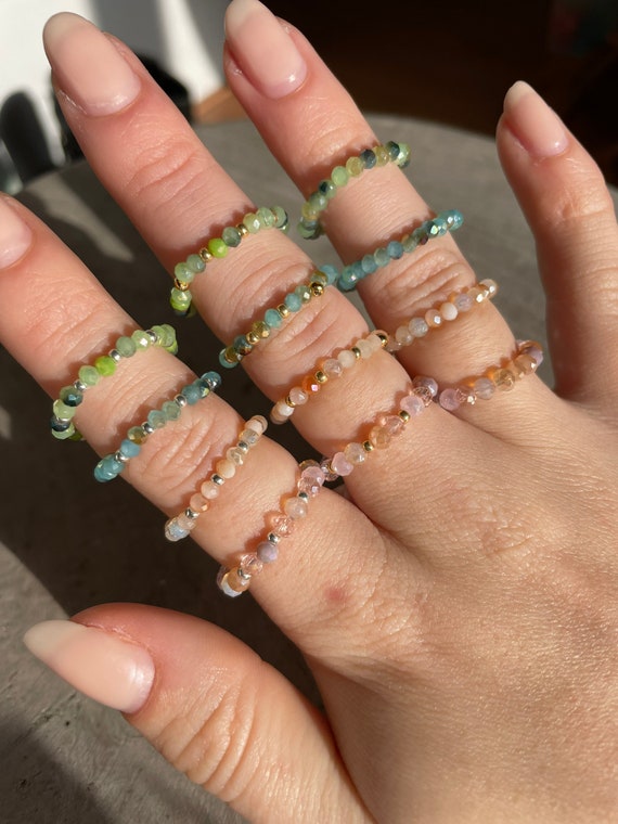 Beaded Ring Colorful Ring Elastic Ring