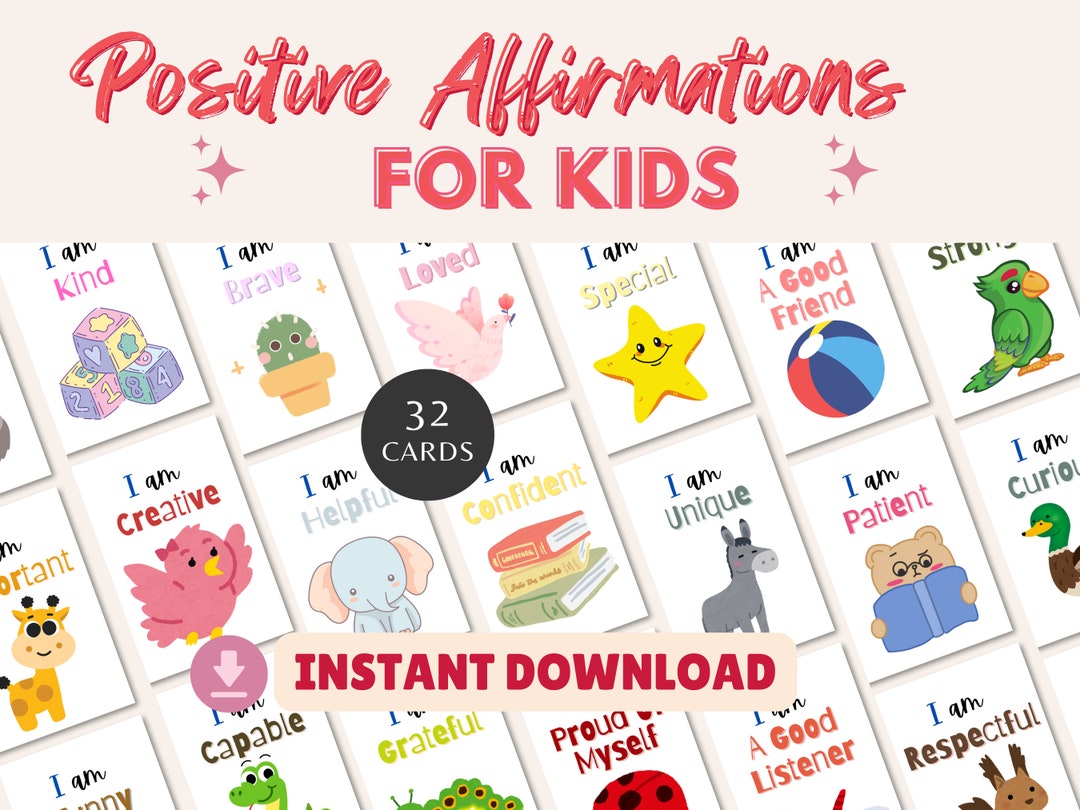 32 Positive Affirmation Cards for Kids Printable Affirmation Cards ...