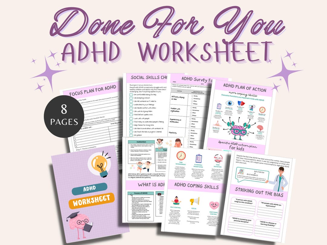 ADHD Coach Guide Worksheet Templates, ADHD Activities and Tools, ADHD ...