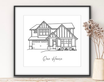 House Drawing Line Art - Etsy