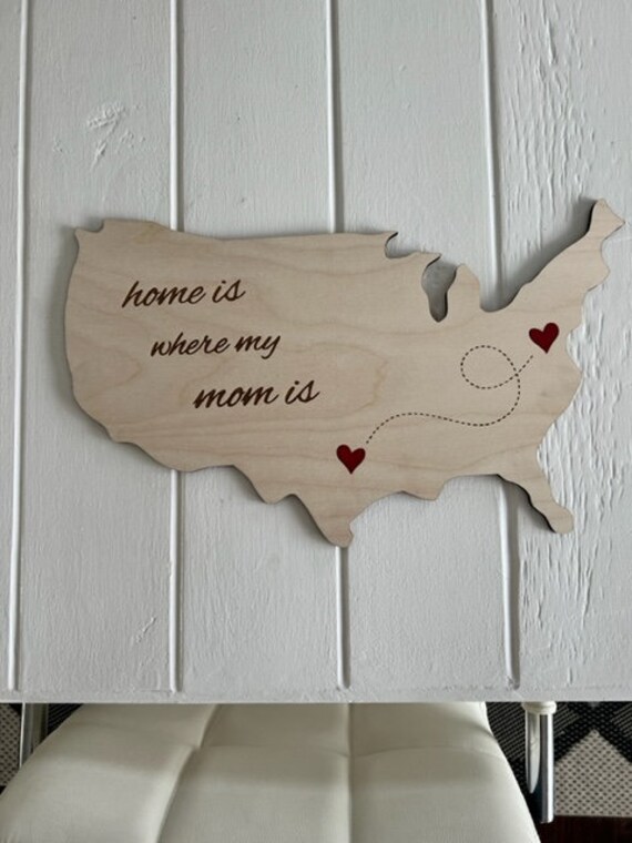 Personalized State Sign Cutout With Heart Wall Decor Wooden - Etsy