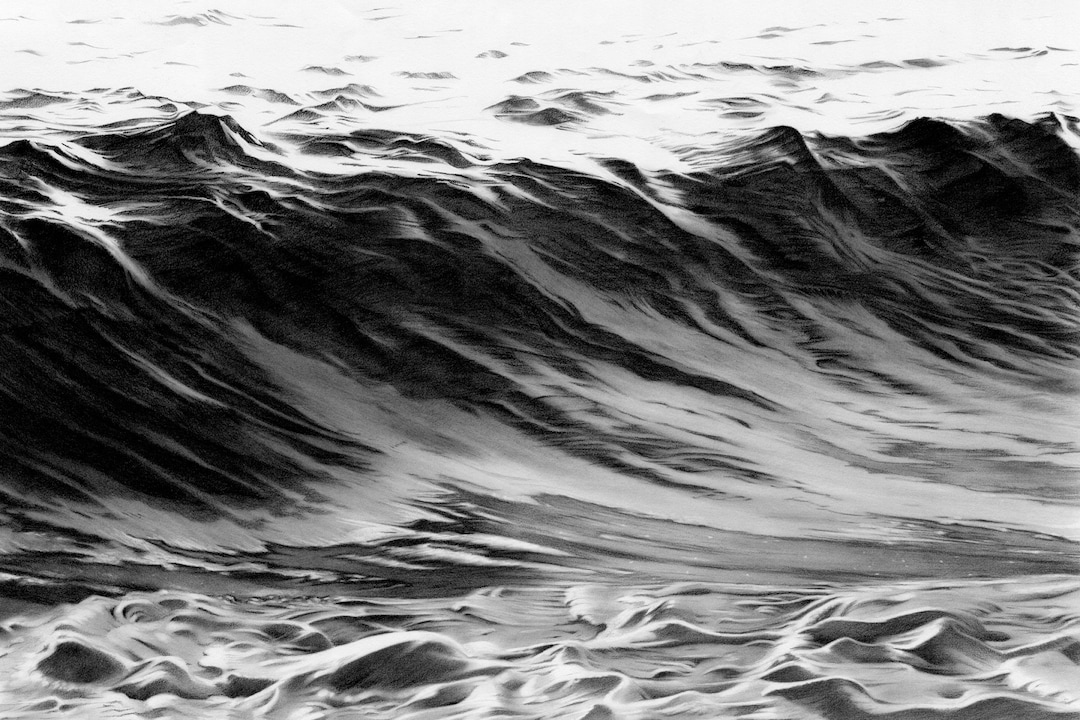Shorebreak Original Ocean Wave Charcoal Drawing - Etsy