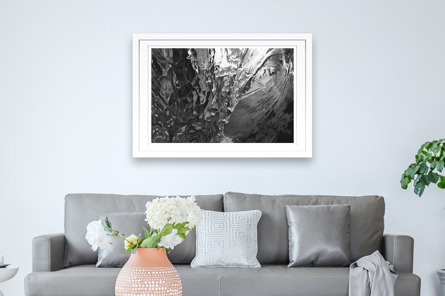 Flow Original Ocean Wave Barrel Charcoal Drawing - Etsy