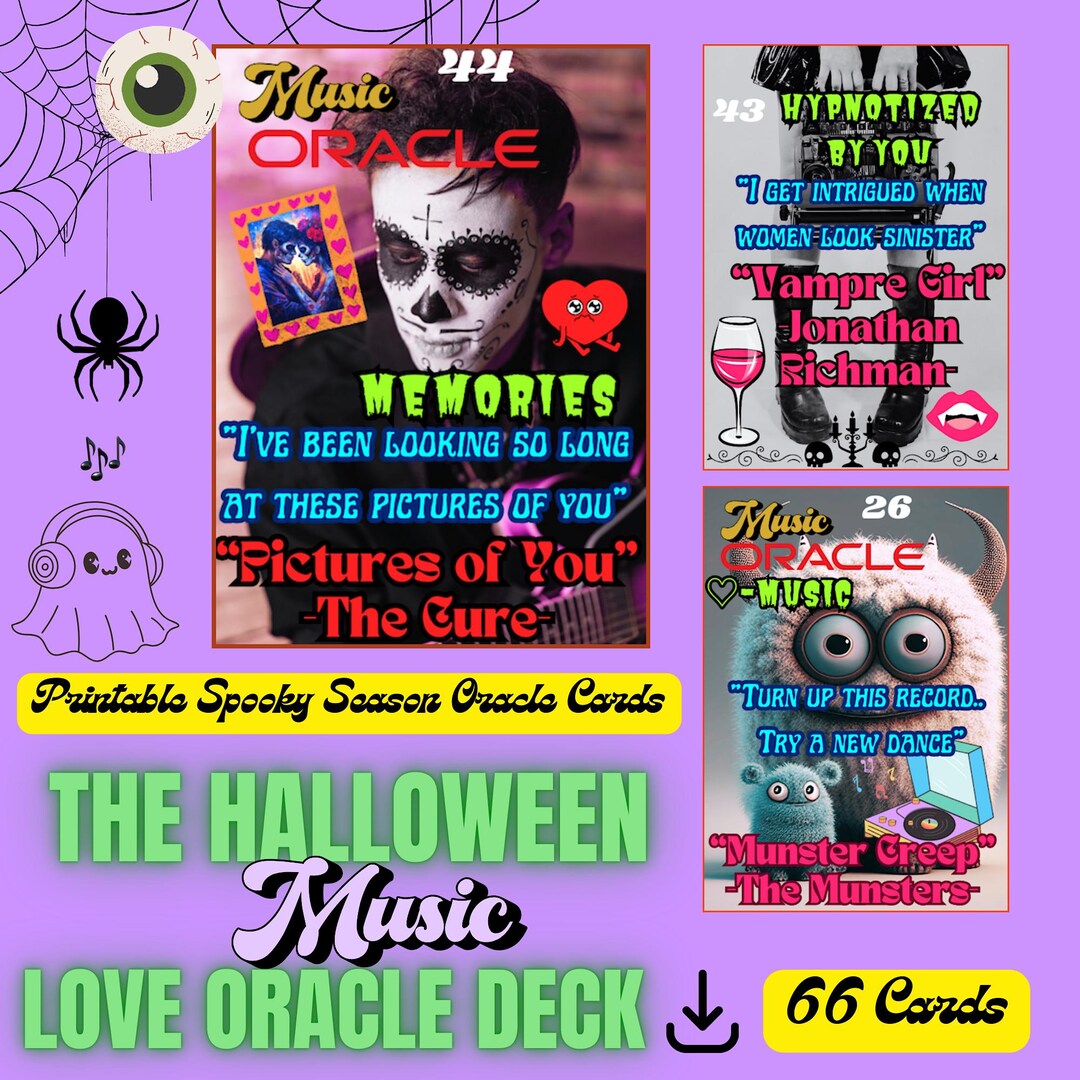 Halloween Music Love Oracle Deck Instant Download 66 Cards With Spooky ...