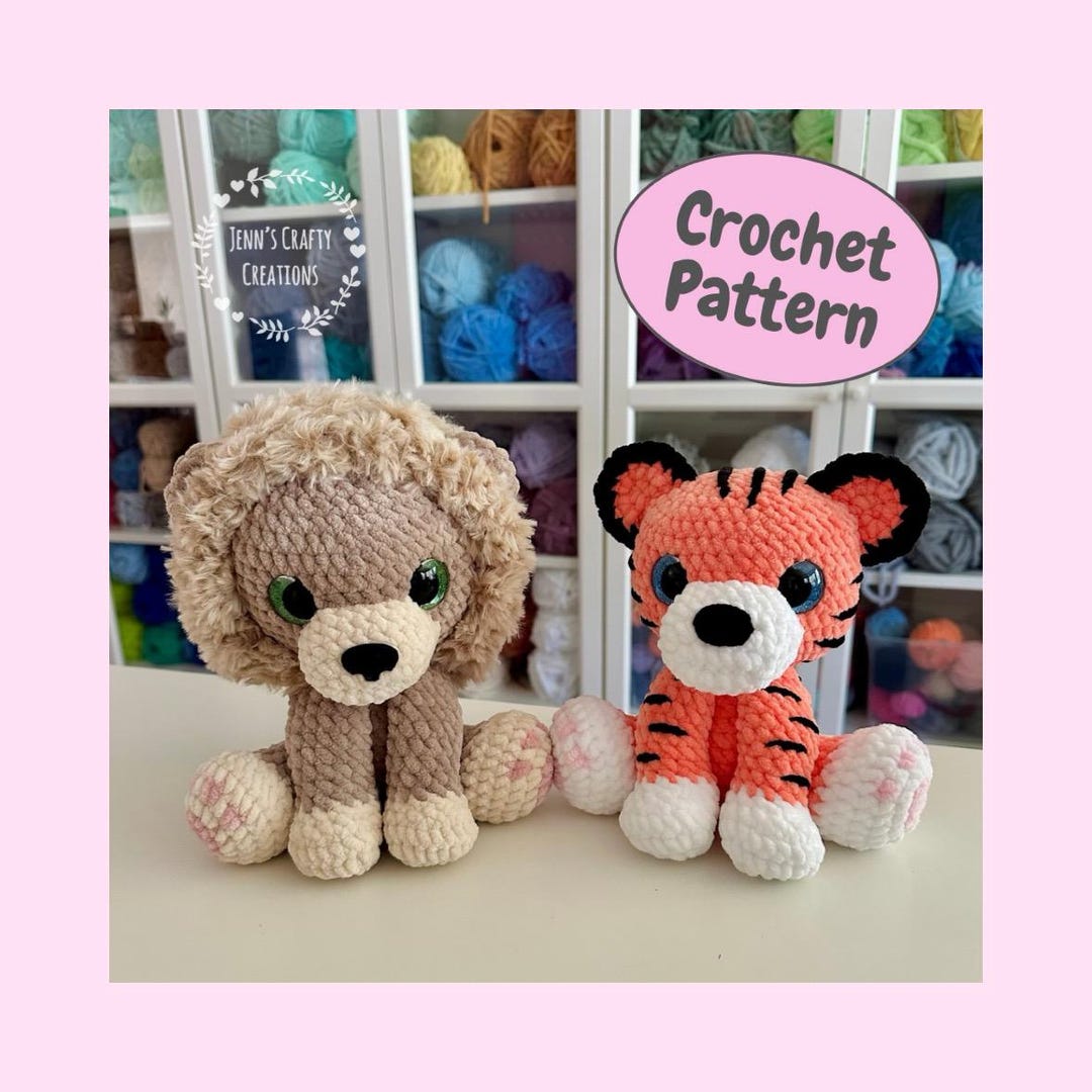 Larry the Sitting Lion & Terry the Sitting Tiger Bundle - CROCHET ...