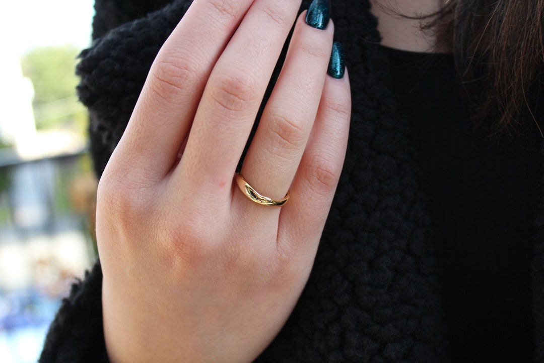 Adjustable Bent Ring 18K Gold Plated Cubism Ring, 925 Sterling Silver Filled in Gold, Silver and ...