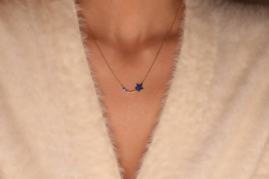 14k Solid Gold Comet Necklace, by Vanhess Jewellery - Etsy