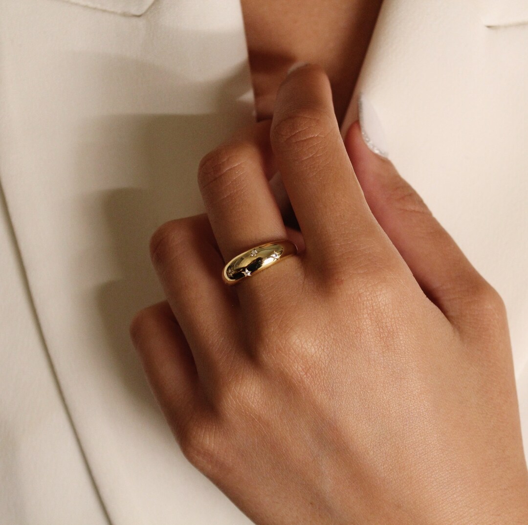 Star Dome Ring With Diamonds in Gold, Rose Gold and 925 Sterling Silver Ring, Twist Dome Ring by ...