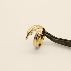 Wrapped Feather Ring Eagle Feather Ring in Gold, Rose Gold and 925 ...
