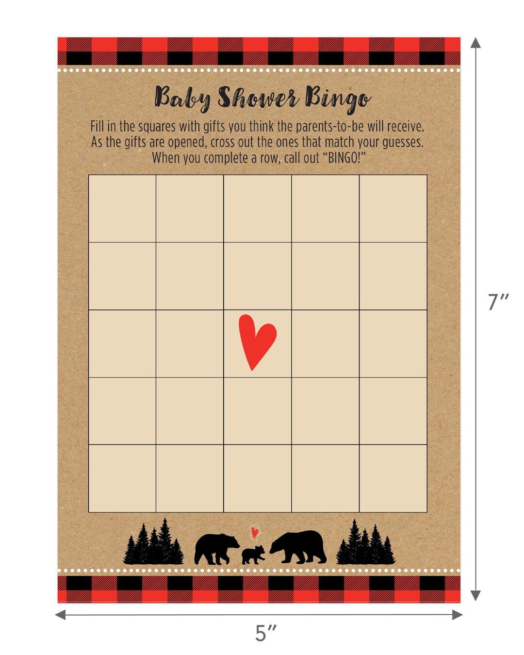 Lumberjack Buffalo Plaid Baby Shower BINGO Game – Set of 24 - Etsy