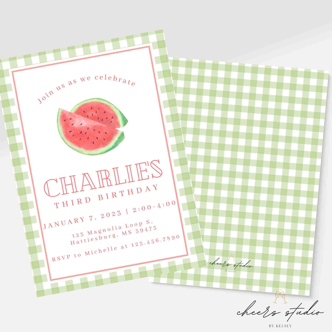 Melon Birthday Invite, Watermelon Invitation Template, Printable Invite ...