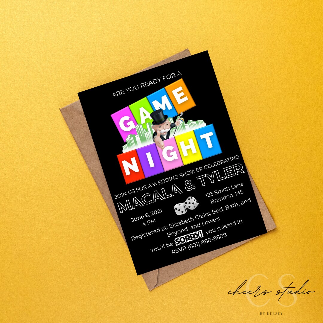 Game Night Couples Shower Invite, Game Night Birthday Invitation ...